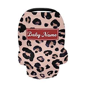 Personalized Baby Car Seat Cover Custom Name Nursing Cover Leopard Breastfeeding Scarf Newborn Essentials for Baby Boy