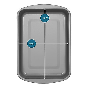 Baking with G&S HGVP07-AZ Four-Piece Nonstick Roaster with Rack and Lid Set, 17.375 in x 12.75 in x 0.375 in, Grey