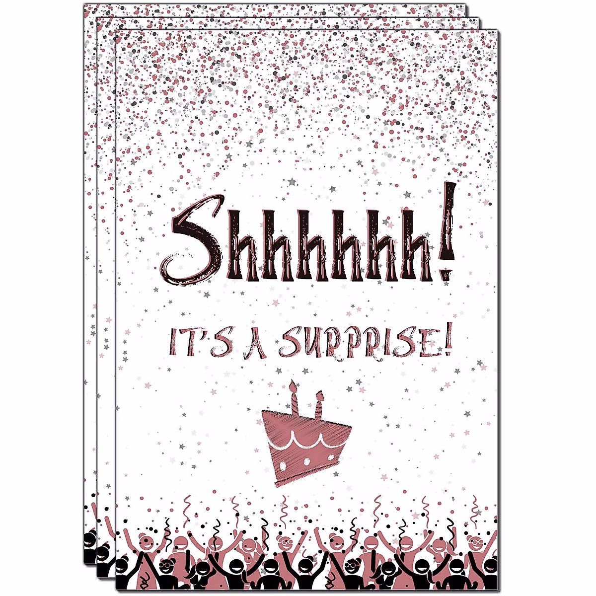 Elcer Surprise Party invitations | It’s a surprise Birthday | Kids and Adults | Fill In Style | Rose Gold & Black | Confetti Streamers Party Invitations | 20 Count With Envelopes | All occasions