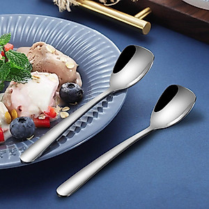 Wenkoni Small Ice Cream Spoons, Dessert Spoons,Shovel Cake Spoons 18/8 (SUS 304) Stainless Steel 5.9inch spoons,5 pcs Set