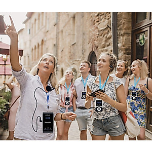 EXMAX® ATG-100T 195MHZ Wireless Tour Guide System Translator Headset Device Channel 99 Social Distancing Assisted Listening System for Churches Church Translation Meet (1 Transmitter 5 Receivers)