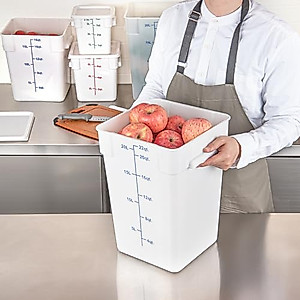 Restaurantware - Met Lux 22 Quart Food Storage Container, 1 White Storage Container - Lids Sold Separately, Blue Volume Markers, Dishwashable Container, Side Handles, For Storing Foods