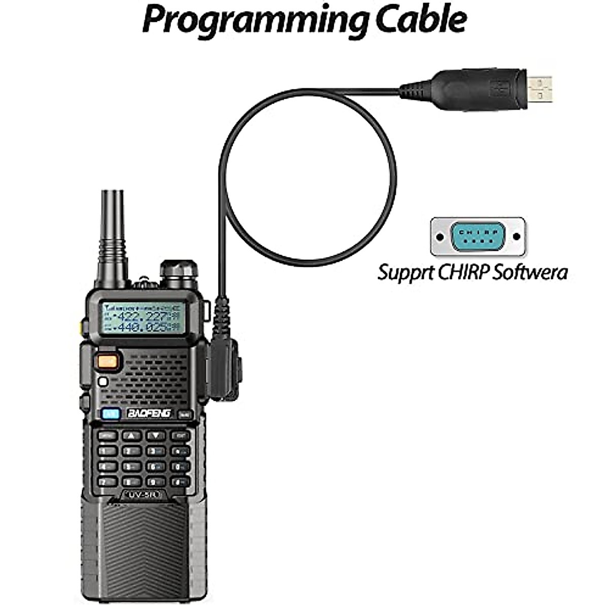 Baofeng UV-5R Two Way Radio with 3800mAh Battery and Programming Cable and Radio Case