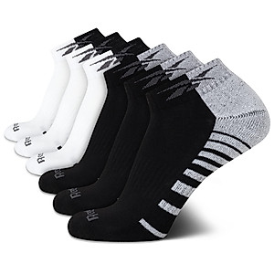 Reebok Men's Quarter Socks - 6 Pack Cushion Quarter Cut Ankle Socks for Men - Breathable Men's Athletic Socks (Size 6-12.5), Size 6-12.5, WhiteBlack