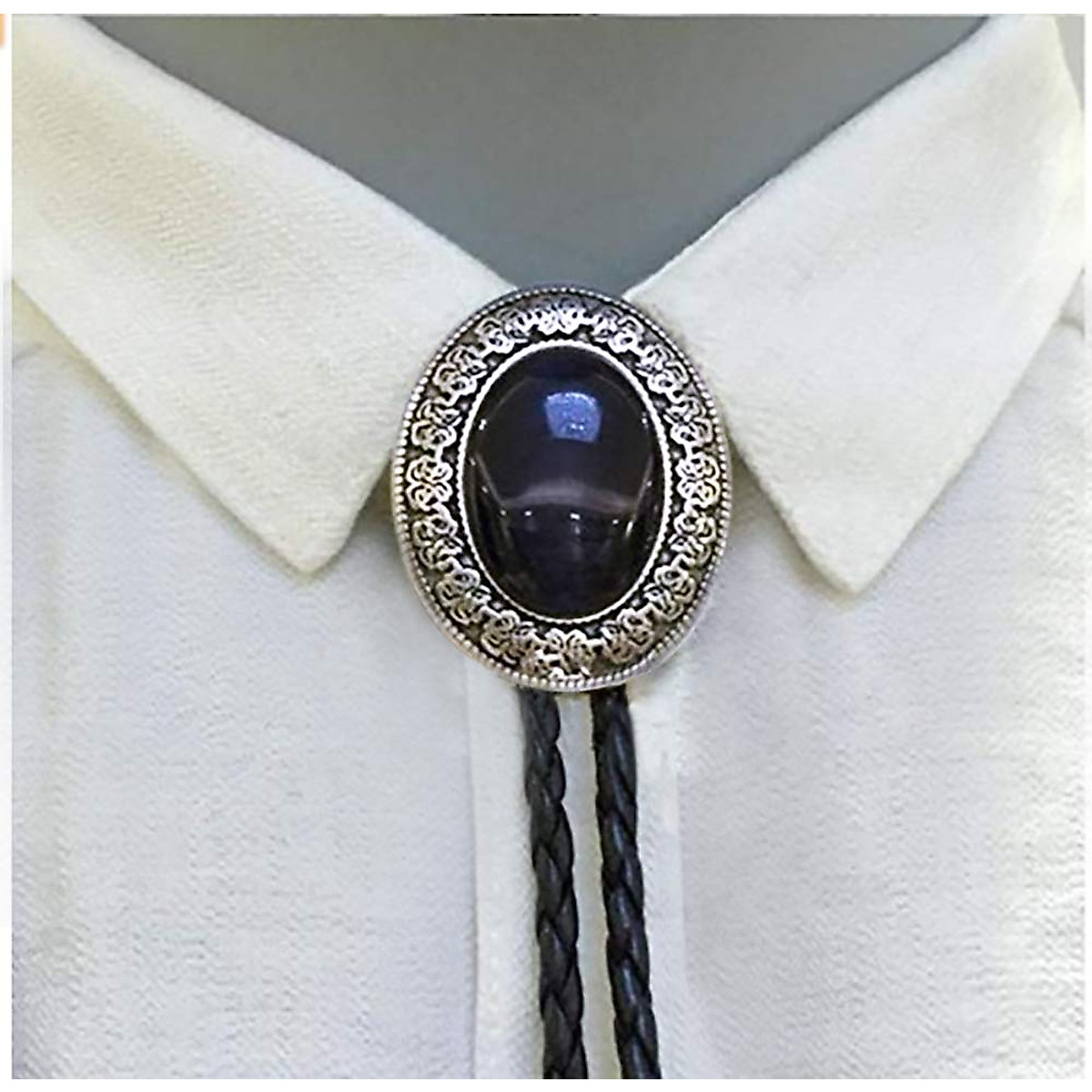 Chericom Store Bolo Tie Vintage Style Alloy Fashion Bolo Tie Bow Tie for Mens (Black Onyx), Medium