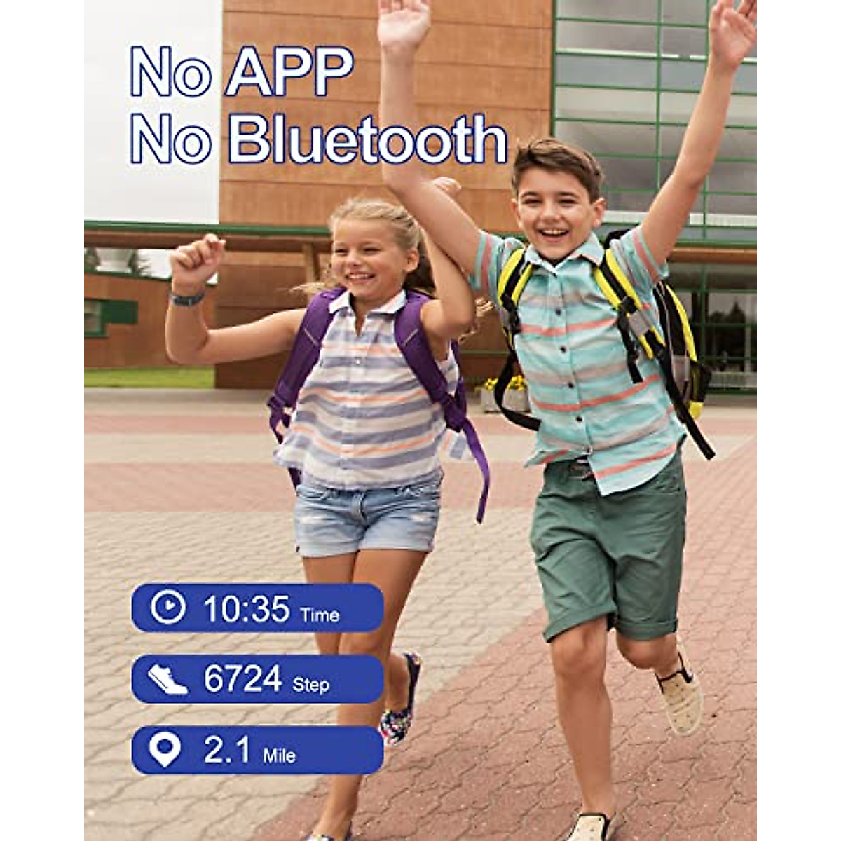 GRV Fitness Tracker Non Bluetooth Fitness Watch No App No Phone Required Waterproof Pedometer Watch with Steps Calories Counter Sleep Tracker for Men Women Kids Parents (Black)