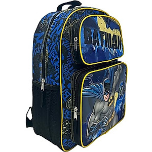 Fast Forward Kid’s Licensed 16” Large School Backpacks with Multiple Pockets (Batman)