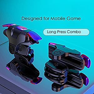 TEESSO Mobile Trigger, Game Controller for iPhone Android, PUBG Cellphone Gaming Joystick 4 Fingers Operation, with Sensitive Shoot Aim Keys for Fornite/Knives Out/Rules of Survival (blue)
