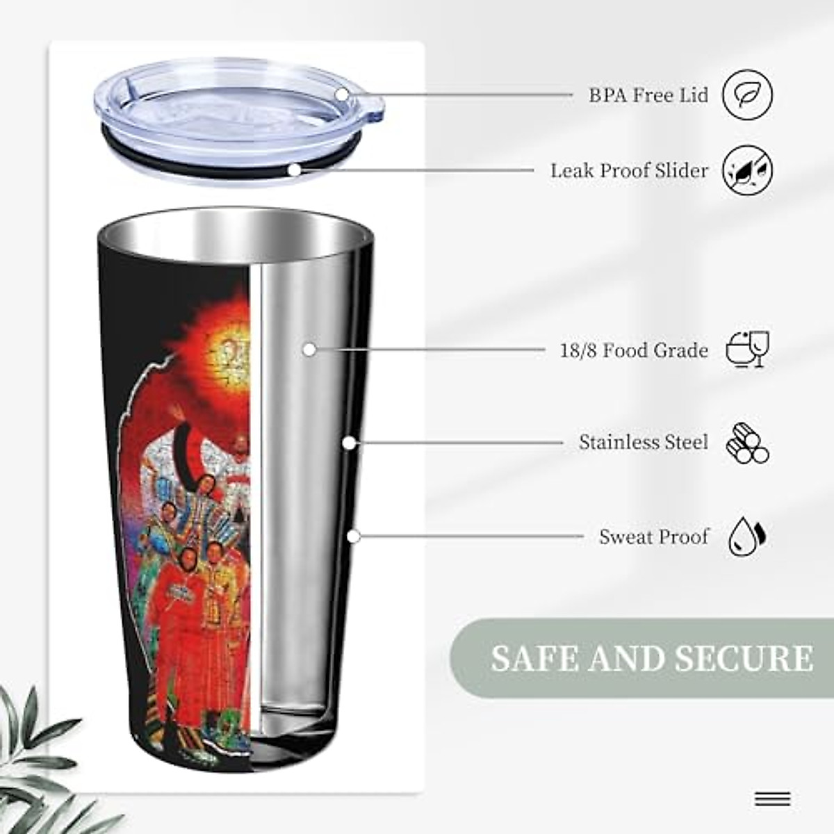 HIKTIEK Earth Wind Musics Fire Stainless Steel Insulated Car Sippy Cup With Lid Travel Mug for Cold Hot 20 oz