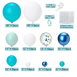 BLUE HANDCART Balloons Arch Garland Kit, 124pcs Party Balloons for Wedding Baby Bridal Shower Engagement Anniversary Graduation Birthday Party Decorations Backdrop (Blue)