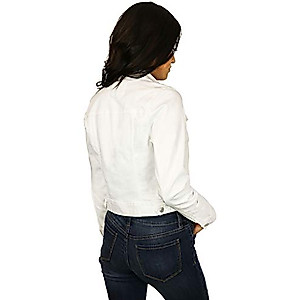 StyLeUp Women's Classic Casual Vintage Denim Jean Jacket/Vest , White Denim - Jacket, Large