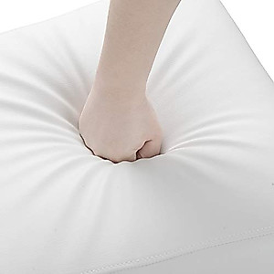 Dining Chairs Set of 2 PU Dining Chair, Leisure Chairs with Solid Wood Legs, Living Room Chairs, Cream White, 18.5" W x 19.5" D x 40.5" H