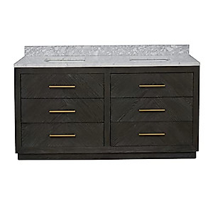 Kitchen Bath Collection Avery 72-inch Double Bathroom Vanity (Carrara/Dark Oak): Includes Dark Oak Cabinet with Stunning Carrara Marble Countertop and White Ceramic Sinks