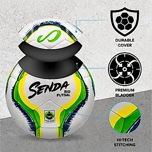 SENDA Rio Match Futsal Ball, Fair Trade Certified, Green/Yellow, Size 4 (Ages 13 & Up)