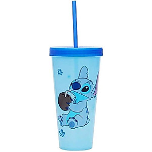 Silver Buffalo Disney Lilo and Stitch Angel Coconut Flowers 2 Pack Color Change Plastic Tumbler, 24-Ounce