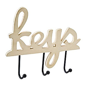 Plaid Key Holder with 3 Metal Hooks, 12882