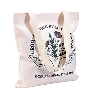 G2TUP Occupational Therapist Thank You Gift OT Canvas Tote Bag Grow To Your Full Potential Shopping Handbag Occupational Therapy Graduation Gift (Grow To Your Full Potential Handbag)