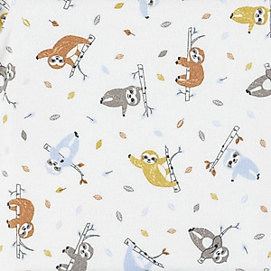 Trend Lab Slothing Around Jumbo Flannel Swaddle Blanket - Sloths; Red, Blue, Gray, Yellow, White; 48 in x 48 in;