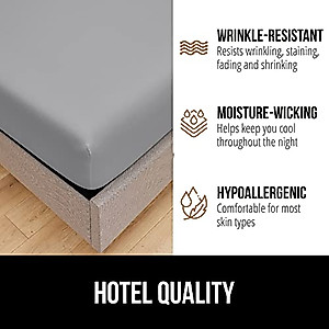 Gorilla Grip Laundry Basket and Fitted Bed Sheet, Laundry Bag Size 82L in Gray, Easy Carry Handles, Bed Sheet Size Twin in Gray, Shrink Resistant Deep Pocket, 2 Item Bundle