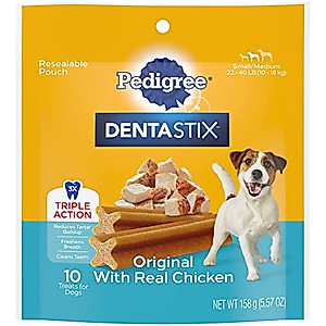 PEDIGREE DENTASTIX Small/Medium Dog Dental Treats Original Flavor Dental Bones, 5.57 Oz - 10 Count (Pack of 7)