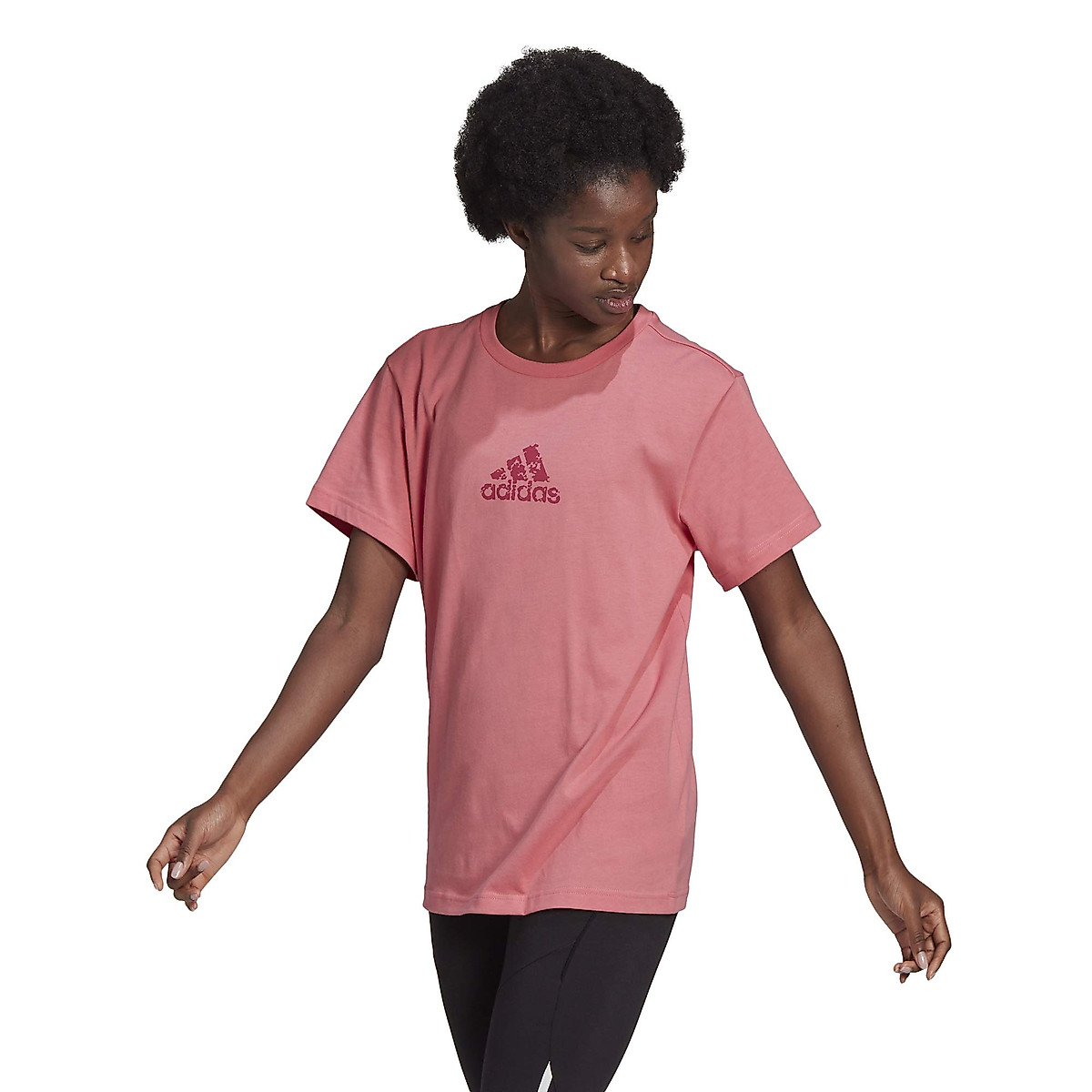 adidas womens Brand Icons Tee Hazy Rose Large