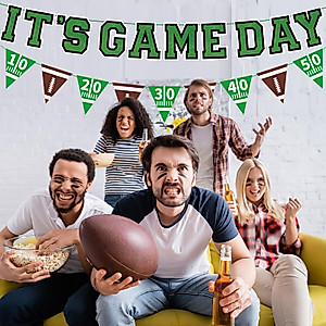 Football Party Decorations Kit: Football Themed Triangle Flags & Football Banner - for Birthday & Tailgate Parties