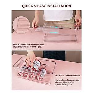 Zyerch 2 Pack Rolling Soda Can Dispenser for Refrigerator with 1 Pack Ice Ball Maker, Pantry Organization and Storage 2-Layer Beverage Holder for Fridge, Clear