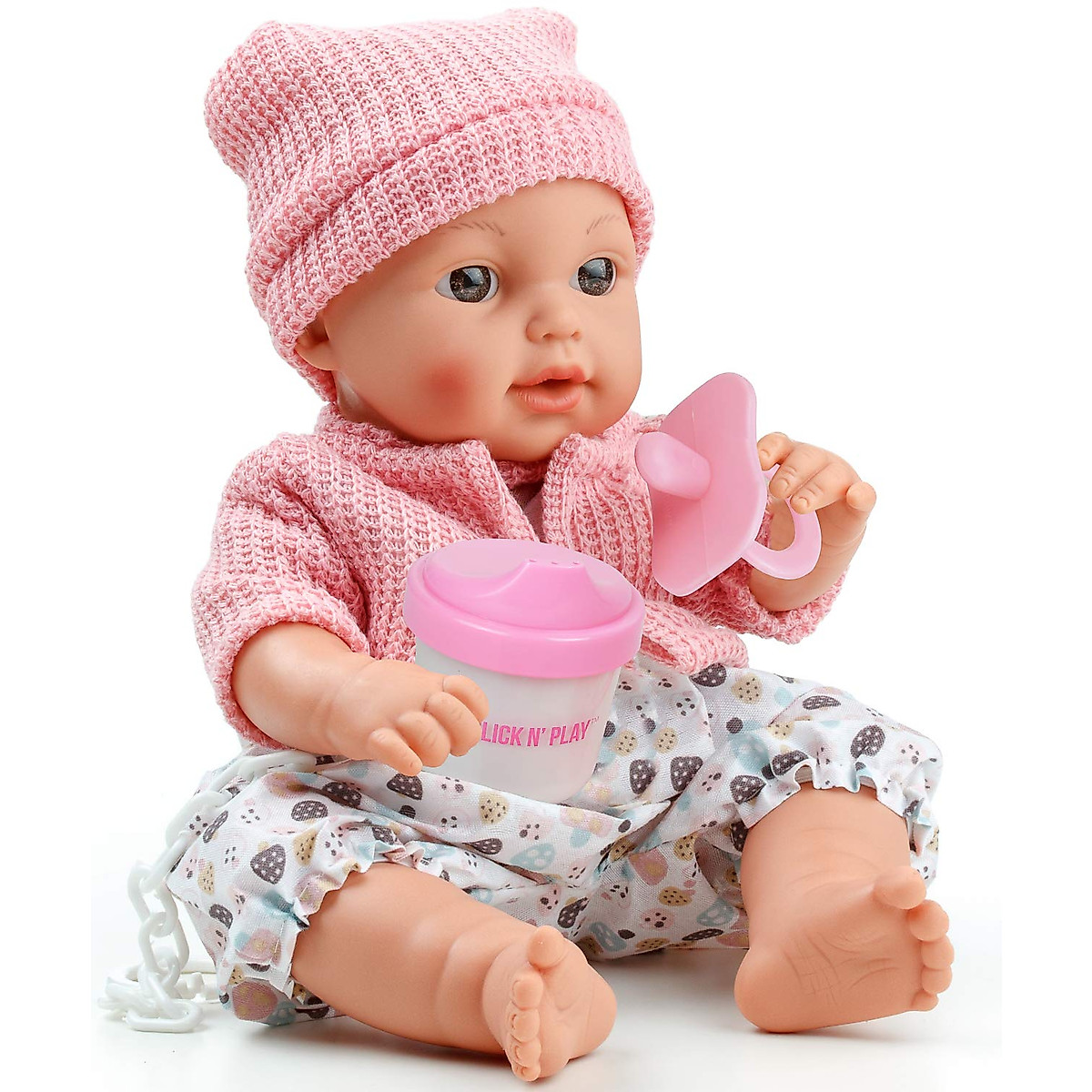 Click N' Play Magic Disappearing Sippy Cup & Doll Pacifier Set, Baby Doll Bottle with Milk, Accessories for Kids Ages 2-4, Pink