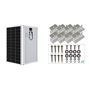Renogy 100W Solar Panel + Z Brackets for RV/Marine Mounting