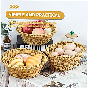 Zerodeko 3pcs Snack Storage Basket Fruit Container Party Bread Basket Multipurpose Storage Basket Creative Fruits Basket Breads Storage Holder Laundry Basket Woven Holder