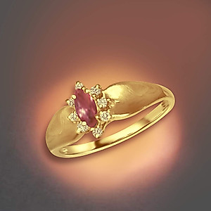 Designed by Ellen Alexandrite Diamond Ring in 14K Yellow Gold-Natural Stone