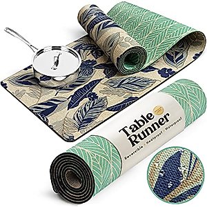 Chocolate Lemon: Trivet Table Runner - Heat Resistant 350F, Waterproof, Reversible for Hot Dishes, Plates & Pots (Botanical, 48 inch)