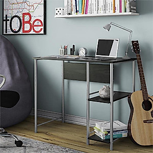 Ameriwood Home Mainstays Basic Metal Student Computer Desk in True Black Oak