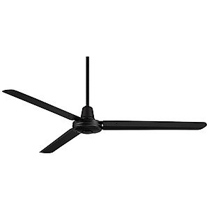 Casa Vieja 60" Turbina DC Industrial Rustic Farmhouse 3 Blade Indoor Outdoor Ceiling Fan with Remote Control Matte Black Damp Rated for Patio Exterior House Home Porch Gazebo Garage Barn