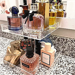 Perfume Organizer Display Tray Acrylic Handmade Large Vanity Trays Makeup Storage Holder Bathroom Organizer Countertop for Table Cabinet Kitchen Countertop
