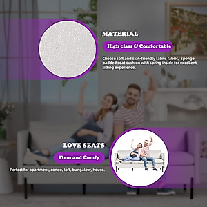 TYBOATLE Upholstered Modern Loveseat Sofa Couch with 2 Rectangular Pillows and Metal Legs, 55" W Fabric Comfy Couches for Living Room, Bedroom, Small Space, Apartment, Office (Cream Beige)