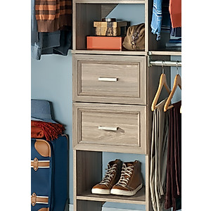 ClosetMaid SuiteSymphony Wood, Add On Accessory Shaker Style, For Storage, Closet, Clothes, x 10” Size for 16 in. Units, Natural Gray/Satin Nickel, 16" X 10" Drawer