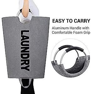 115L Laundry Baskets Collapsible Large Size Laundry Hamper Lightweight Freestanding Foldable Laundry Bag Dirty Clothes Basket for Bathroom (Grey 2)