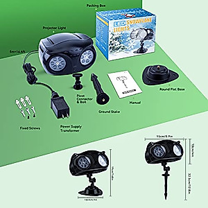 Christmas Snowflake Projector Lights Outdoor White LED Snowfall Christmas Lights Waterproof Snow Flurries Landscape Decorative Lighting for Xmas Holiday Party Garden Patio Indoor Home Decoration