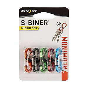 Nite Ize S-Biner MicroLock, Locking Key Holder, 5-Pack, Assorted Colors, Aluminum