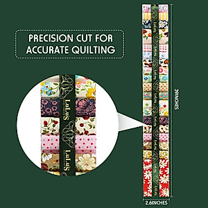 100 Pieces Cotton Fabric Roll 2.6 Inch Roll up Cotton Fabric Quilting Strips Floral Printed Cotton Craft Fabric Bundle Flower Precut Patchwork Cotton Square with Assorted Patterns for DIY Crafts