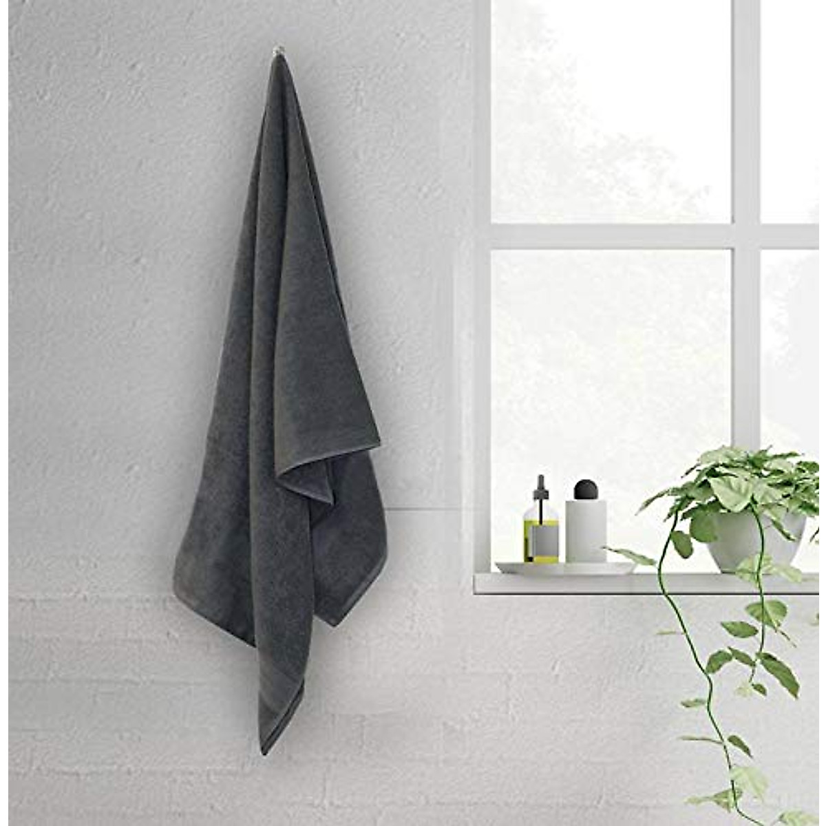 Cotton Bath Towels Set Grey 22" x 44" Pack of 6 Ultra Soft 100% Cotton Bath Towel Charcoal Grey Highly Absorbent Daily Usage Bath Towel Ideal for Pool Home Gym Spa Hotel