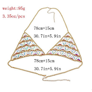 YWCUTE Women's Fashion Sexy Bra Club Bar Body Chain Bikini Swimwear Party Jewelry Gift (Silver) (golden-1967)