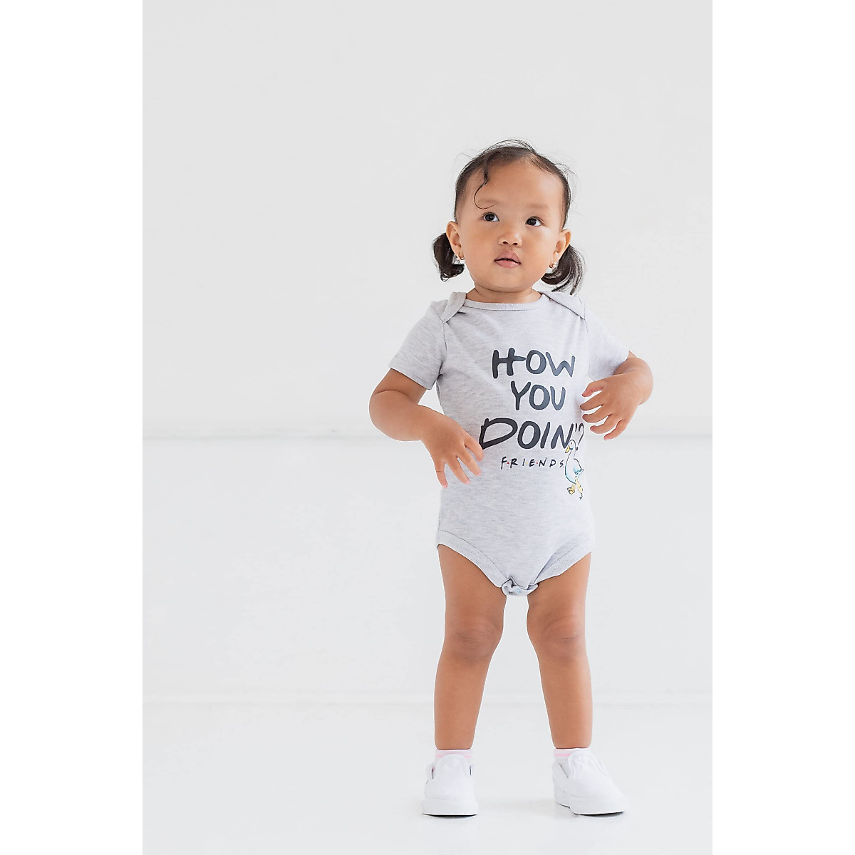 FRIENDS Baby Boys 3 Pack Short Sleeve Bodysuit Grey/Black/White 0-3 Months