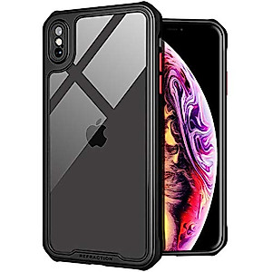 TENOC Phone Case Compatible for iPhone Xs Max Case, Clear Back Cover Bumper Cases for Xs Max 6.5-Inch, Black