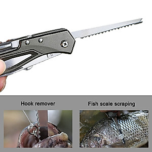 Multitool Key Ring Pocket Knife - 14 in 1 Multitools with Spring-Action Scissors Bottle, Can Opener, Corkscrew,Saw, Screwdriver,Camping Multi Tool Gifts for Men