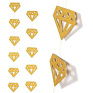 Bachelorette Party Decoration Set|Gold Glitter Engaged Banner|Honeycomb Diamond Ring Hanging Decorations(3pcs)|Wedding and Bridal Shower Decoration