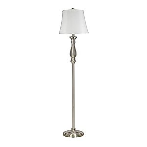 Catalina Lighting 21549-000 Traditional 2-Way Tall Decorative Metal Floor Lamp with Linen Shade, Brushed Steel
