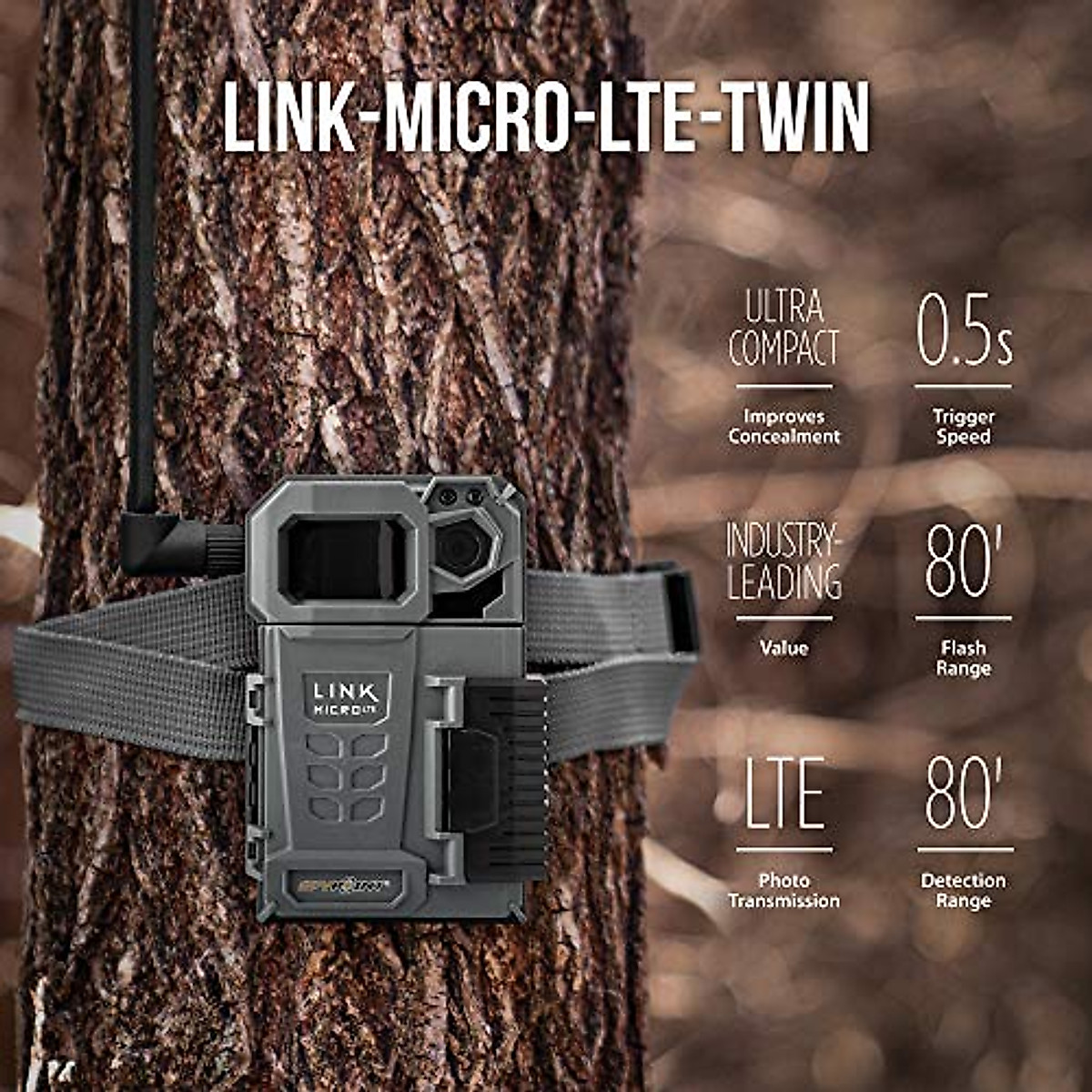 SPYPOINT Link-Micro-LTE Twin Pack Cellular Trail Cameras - 4G/LTE,10MP Photos, Night Vision 4 LED Infrared Flash 80' Detection Range, 0.5S Responsive Trigger Speed, Cell Cam for Hunting-for USA only