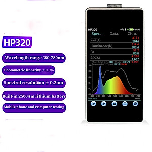 Handheld Spectrometer 380-780nm Color Illuminometer CCT CRI Lux Tester Illuminometer Photography Photometer